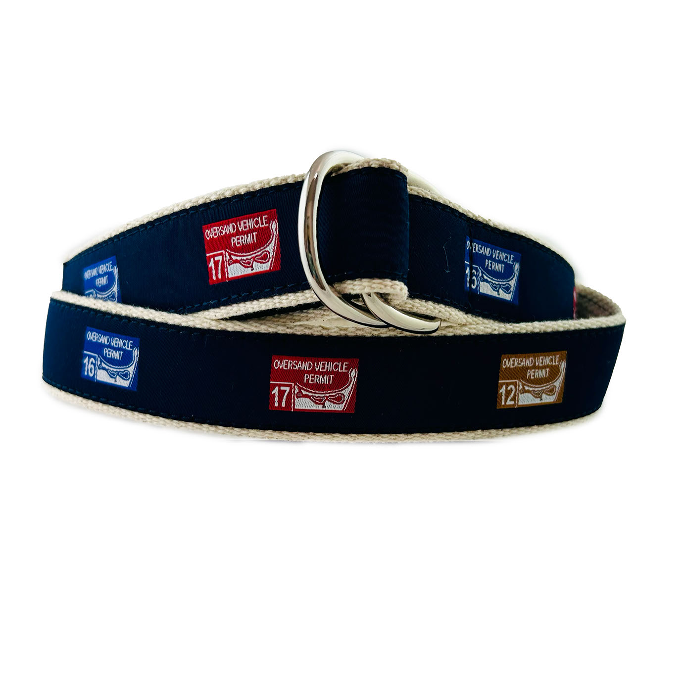 D-Ring ACK Permit Motif on Natural Cotton Web: Eliza B & Leather Man Ltd