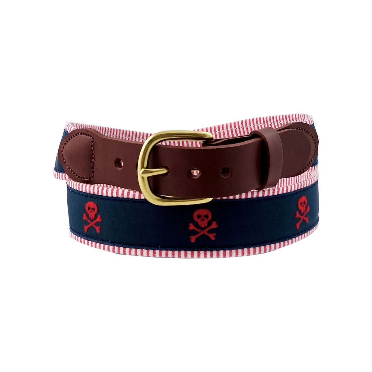 Red Seersucker with Red Pirate Motif: Eliza B & Leather Man Ltd