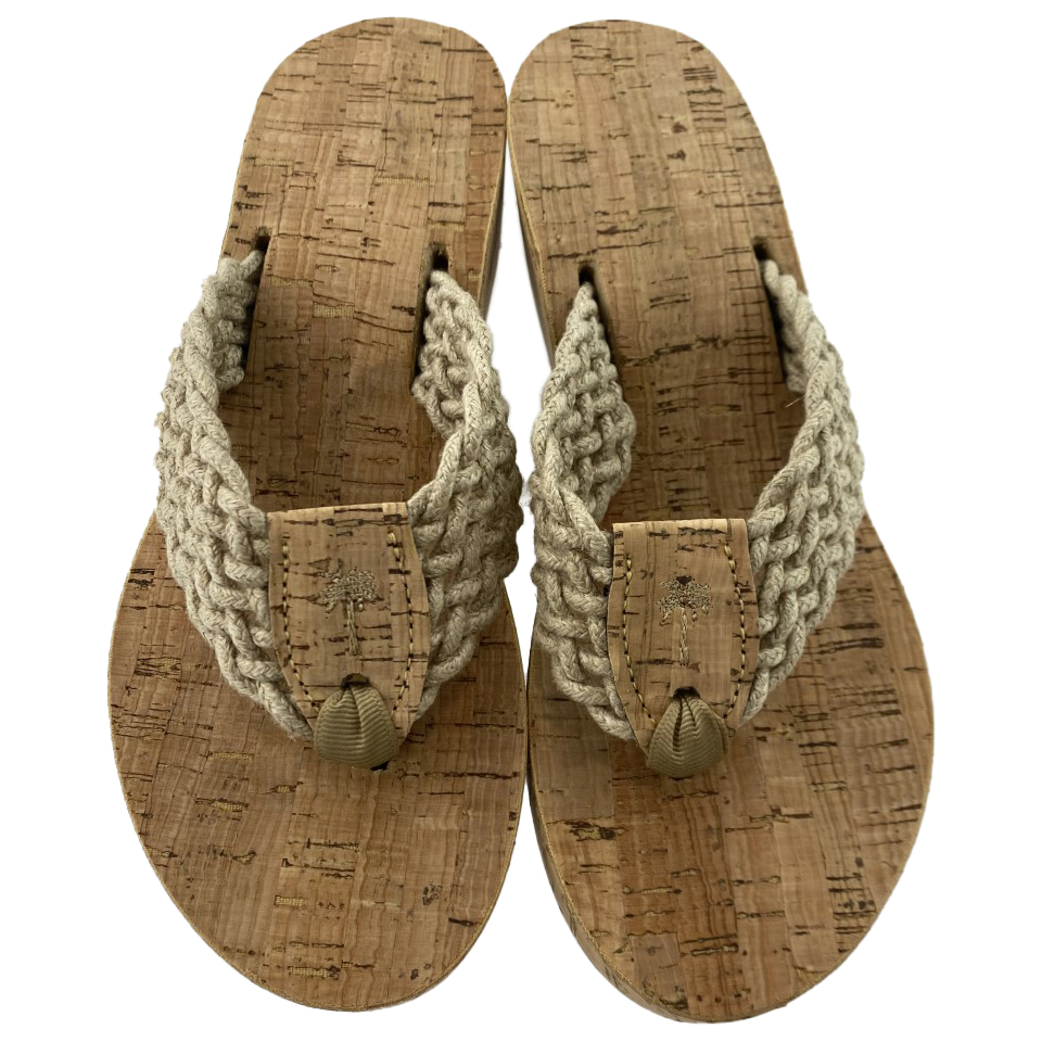 Linen Braid on Cork with Khaki Palm & Toe Ribbon: Eliza B & Leather Man Ltd