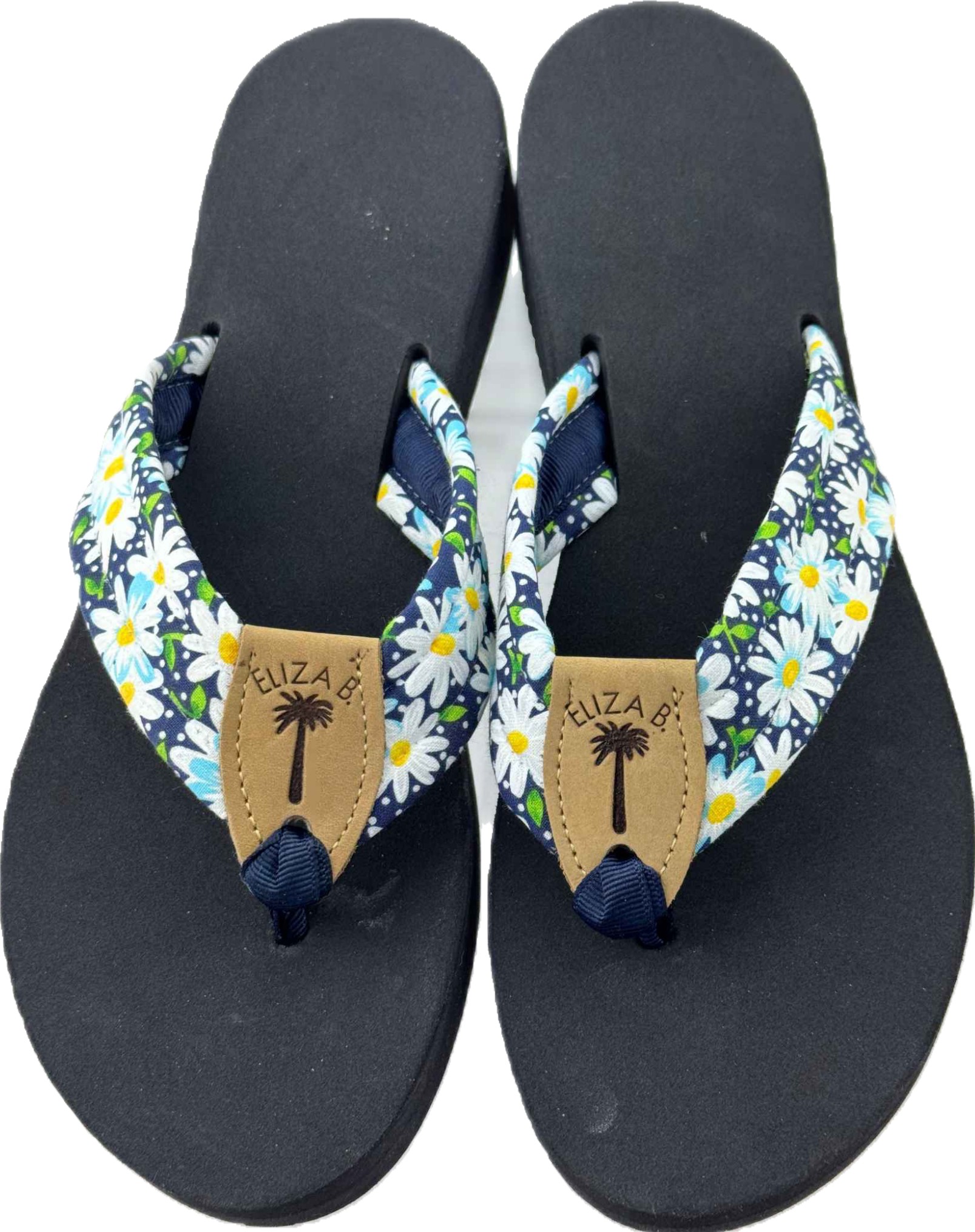 Navy Daisy dark navy back and toe tab eb: Eliza B & Leather Man Ltd