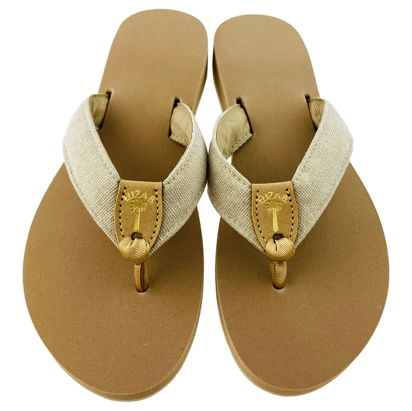 Skinny Metallic Sand with Vegas Gold Stamp & Toe Ribbon: Eliza B ...