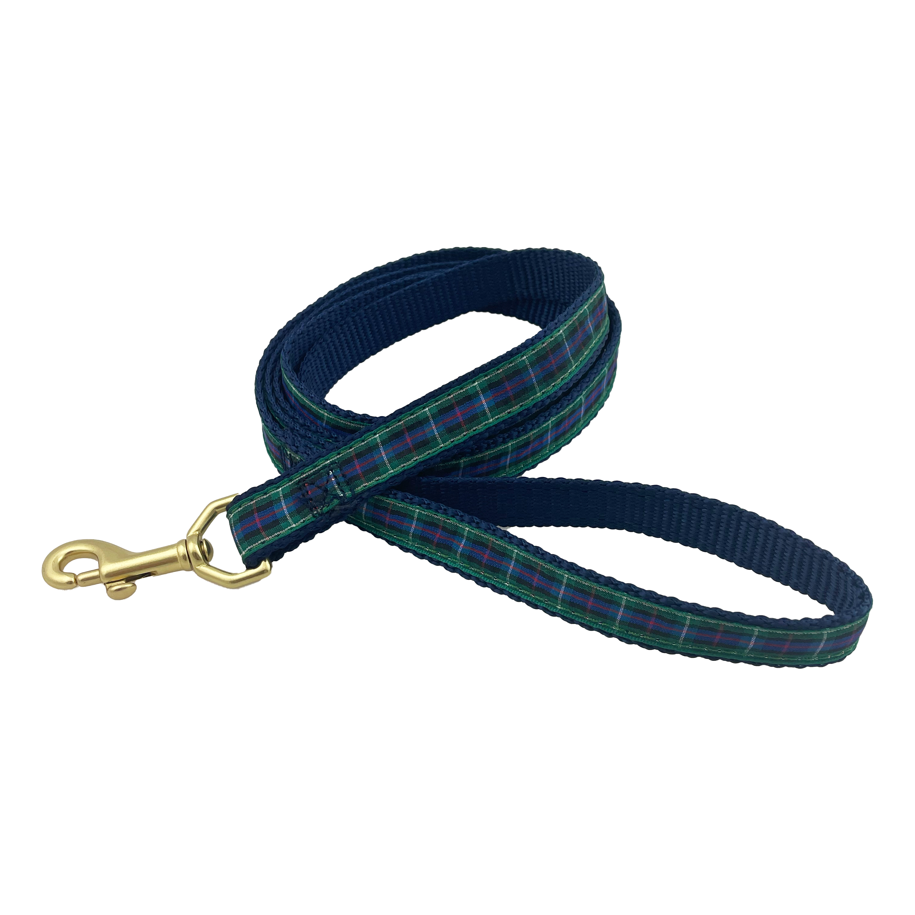 Mini Leash in Rose Plaid with Navy Nylon: Eliza B & Leather Man Ltd