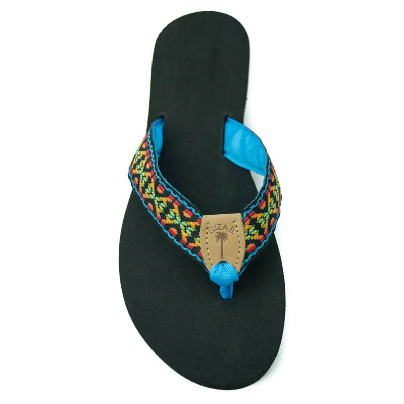 1" Guitar Strap Sandal with Island Blue Back & Toe and Tan EB Peanut ...
